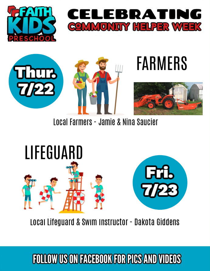 CONTINUING COMMUNITY HELPER WEEK THURSDAY & FRIDAY | Faith Kids Preschool